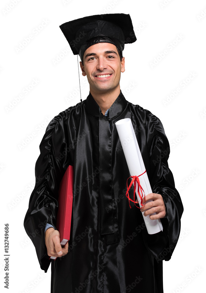Man graduate student isolated on white background Stock Photo | Adobe Stock