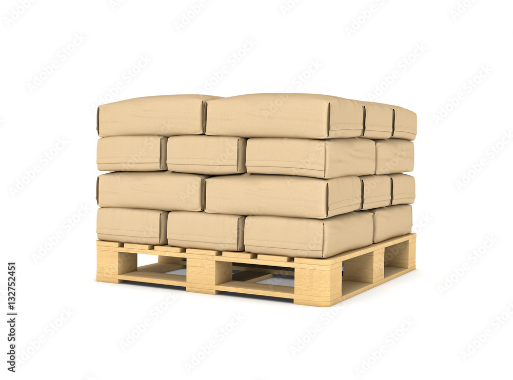 Rendering of large paper bags rest on pallet Stock Illustration | Adobe ...