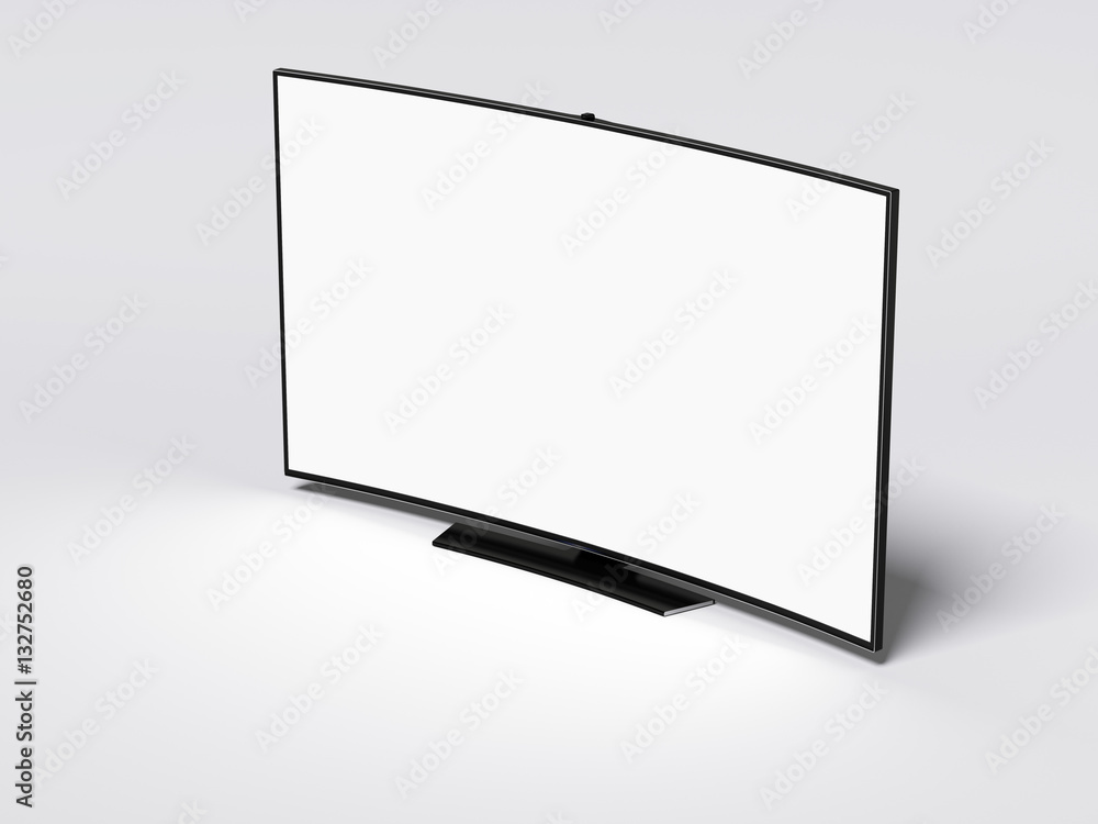 Curved tv screen with blank display. 3d rendering Stock Illustration ...