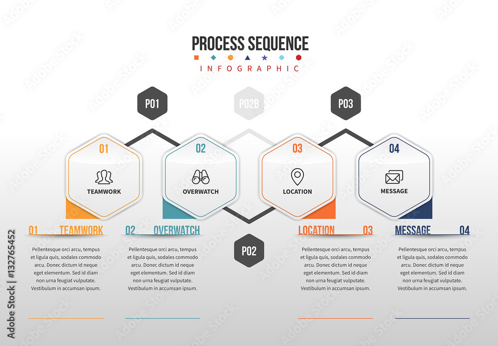 Rounded Hexagon Process Sequence Infograhic Stock Template | Adobe Stock