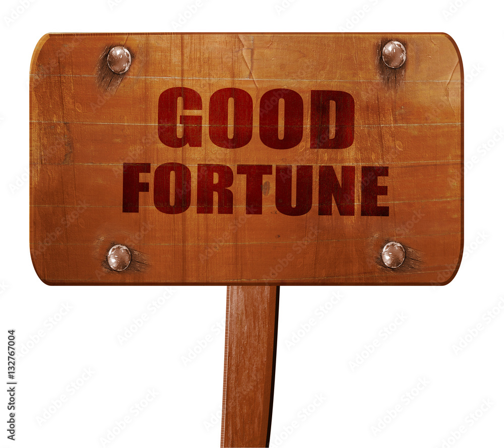 good fortune, 3D rendering, text on wooden sign Stock-Illustration ...