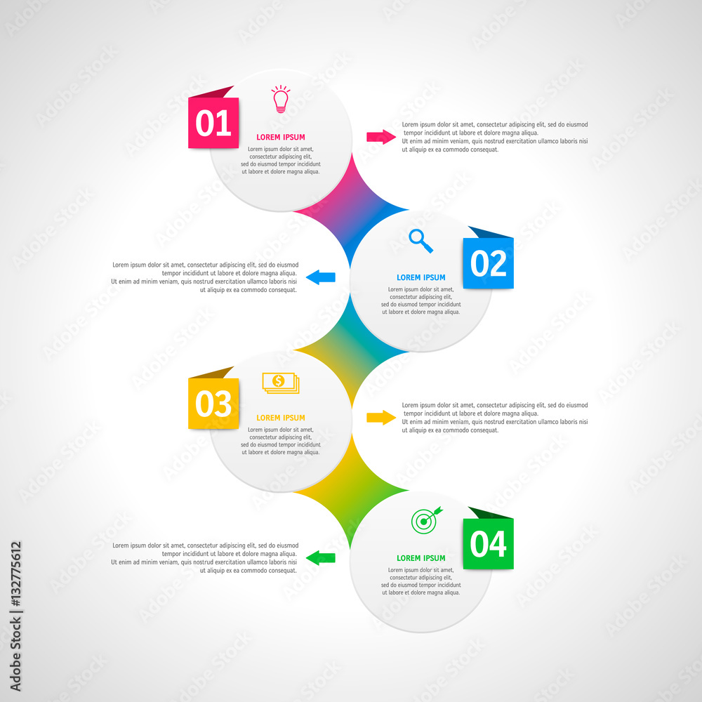 Vector infographics template with four options in material design style ...