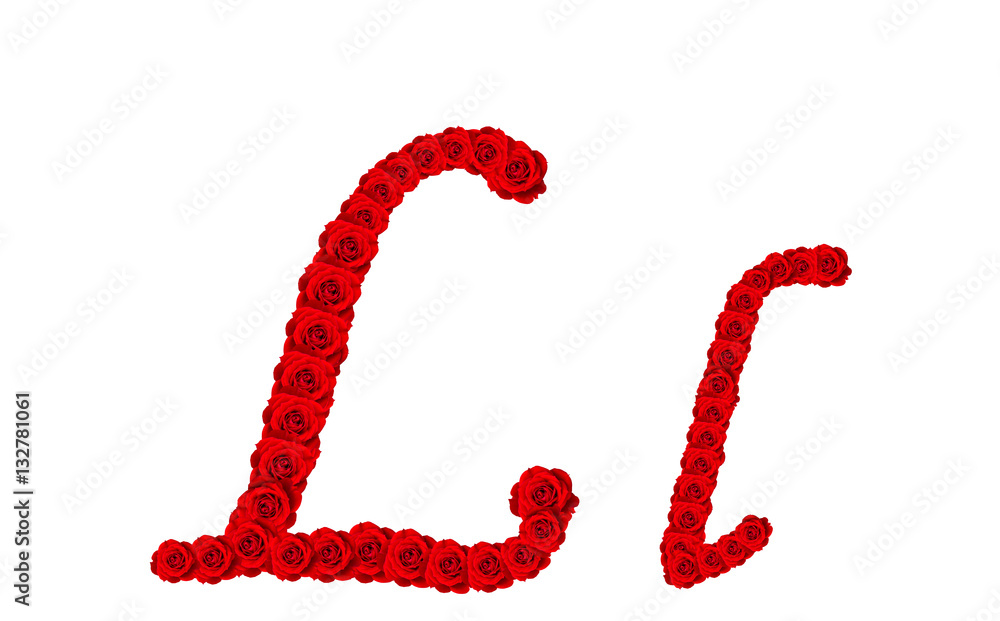 Rose alphabet - Alphabet letter L and l made from red rose bloss Stock ...