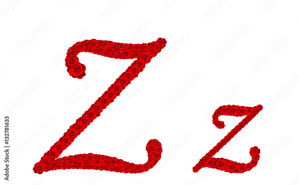 Rose alphabet - Alphabet letter Z and z made from red rose bloss Stock ...