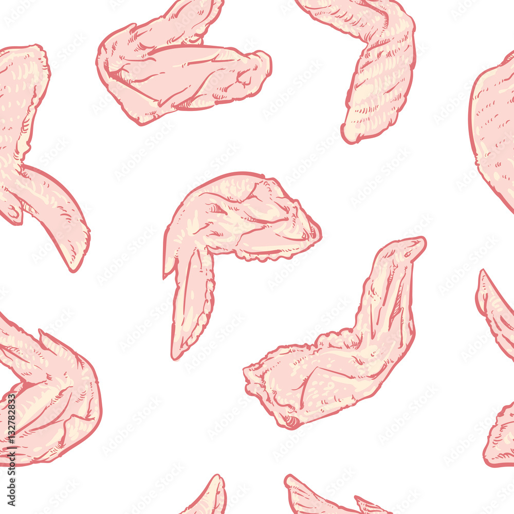 Chicken wing pattern including seamless on a white background. C Stock ...