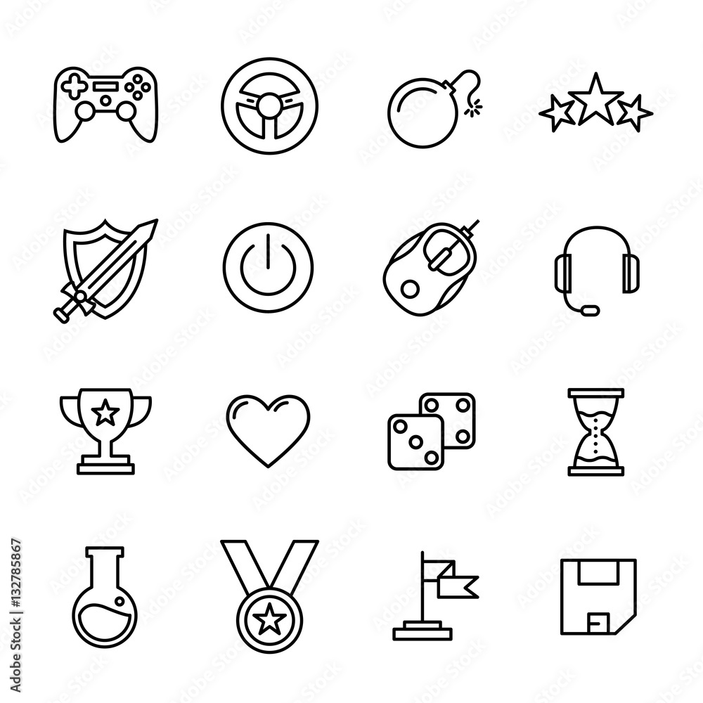 Set of game icons in modern thin line style. Stock Vector | Adobe Stock