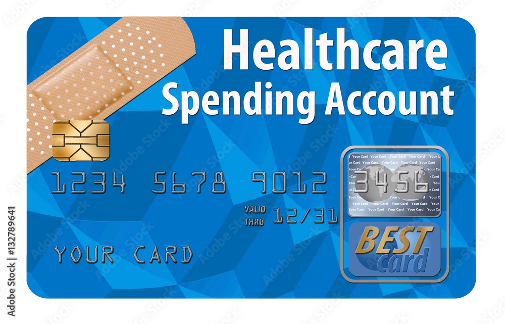 Healthcare Spending Account credit card is shown isolated on a white ...