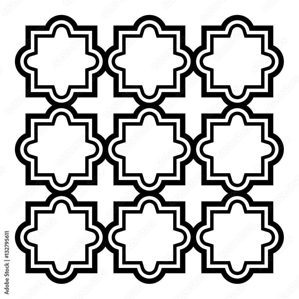Arabic seamless pattern set - Islamic design, black and white geometric ...