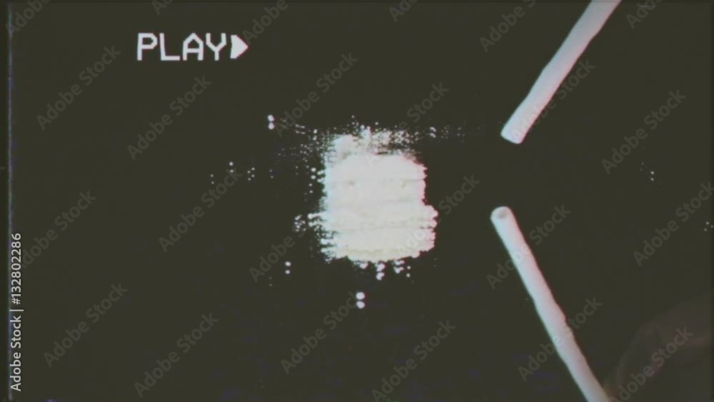 VHS retro fake shot: snorting (inhaling) cocaine from a mirror with a ...