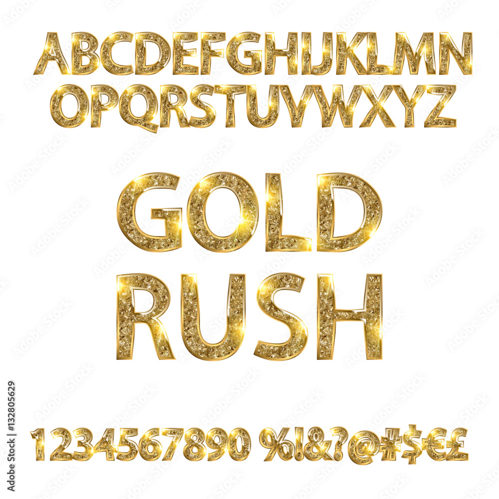 gold rush. alphabets Stock Vector | Adobe Stock