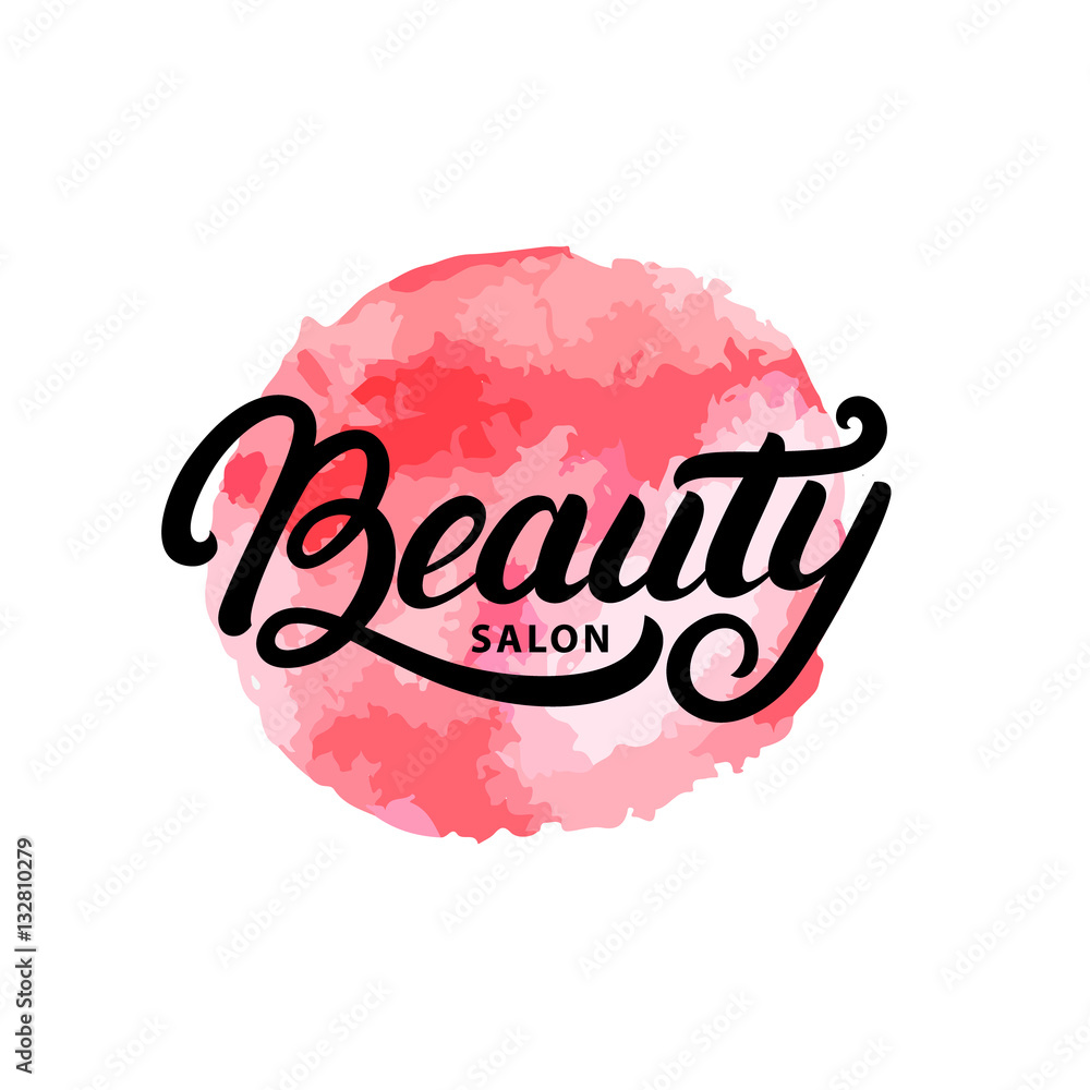 Hand written lttering Beauty salon logo, label, badge or emblem. Stock ...