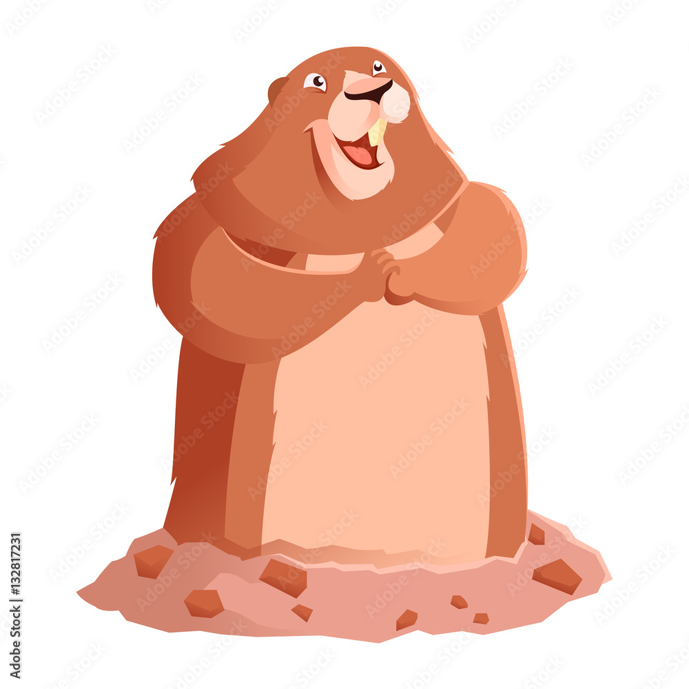 Happy smiling Groundhog Stock Vector | Adobe Stock