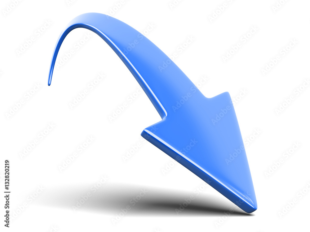 3d arrow downwards. Image with clipping path Stock Illustration | Adobe ...