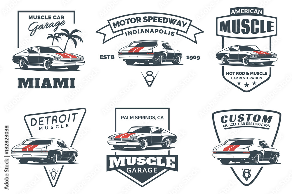 Classic muscle car logo, emblems and icons. Stock Vector | Adobe Stock