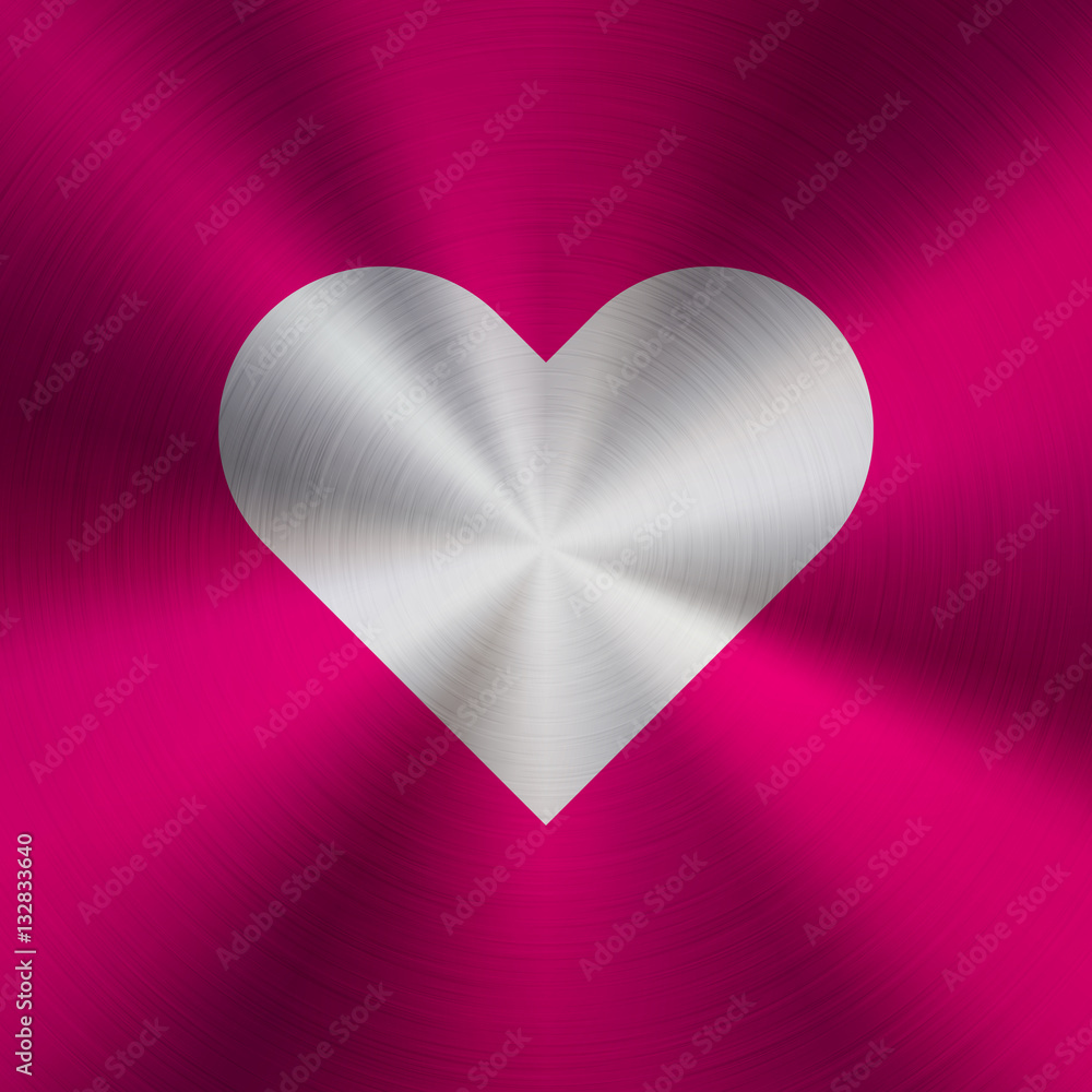 Magenta metal abstract heart technology background with circular ...