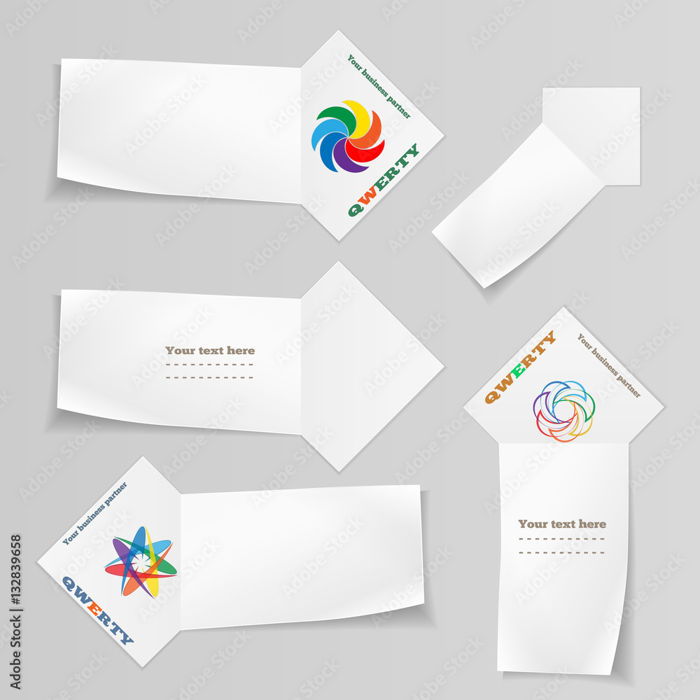 Set of banners with logo. Paper labels for your note, text. Ribbon ...