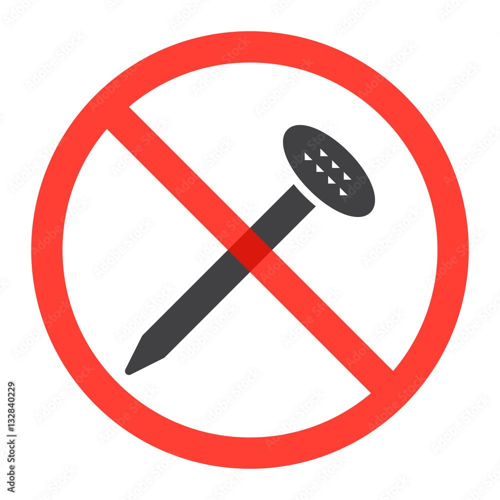 prohibition red circle, No nails ban sign, forbidden symbol. Vector ...