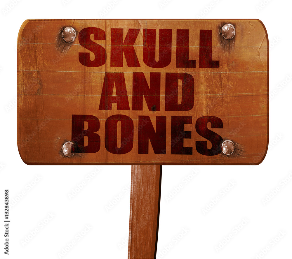 skull and bones, 3D rendering, text on wooden sign Stock Illustration ...