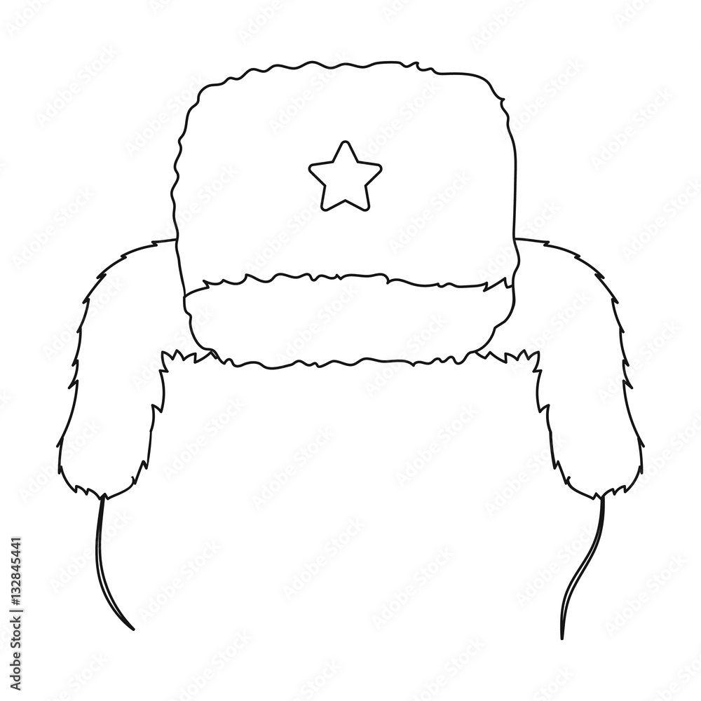 Ushanka icon in outline style isolated on white background. Russian ...