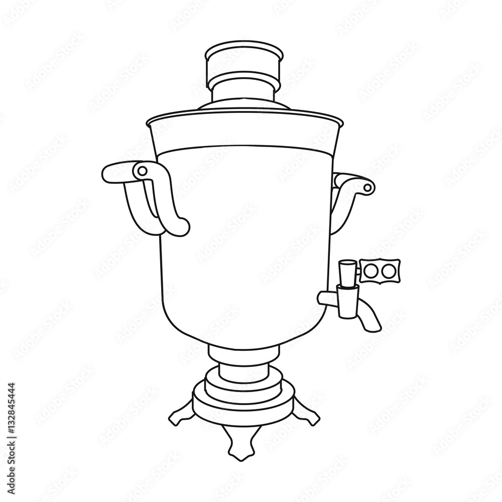 Samovar icon in outline style isolated on white background. Russian ...