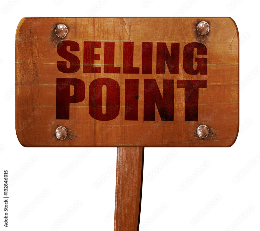 selling point, 3D rendering, text on wooden sign Stock Illustration ...