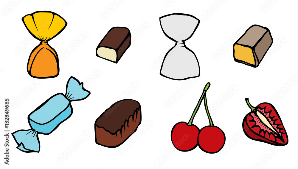 Candy set, vector icons Stock Vector | Adobe Stock