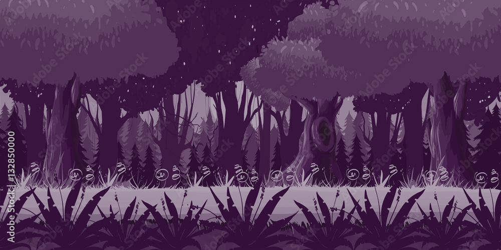 Game Seamless Horizontal Forest Background for side scrolling 2D games, action, adventure Stock ...