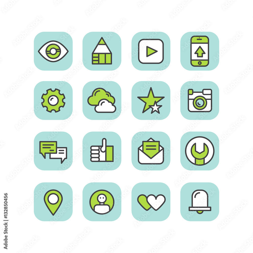 Vector Simple Icon Logo Set for Mobile or Laptop Application Service ...