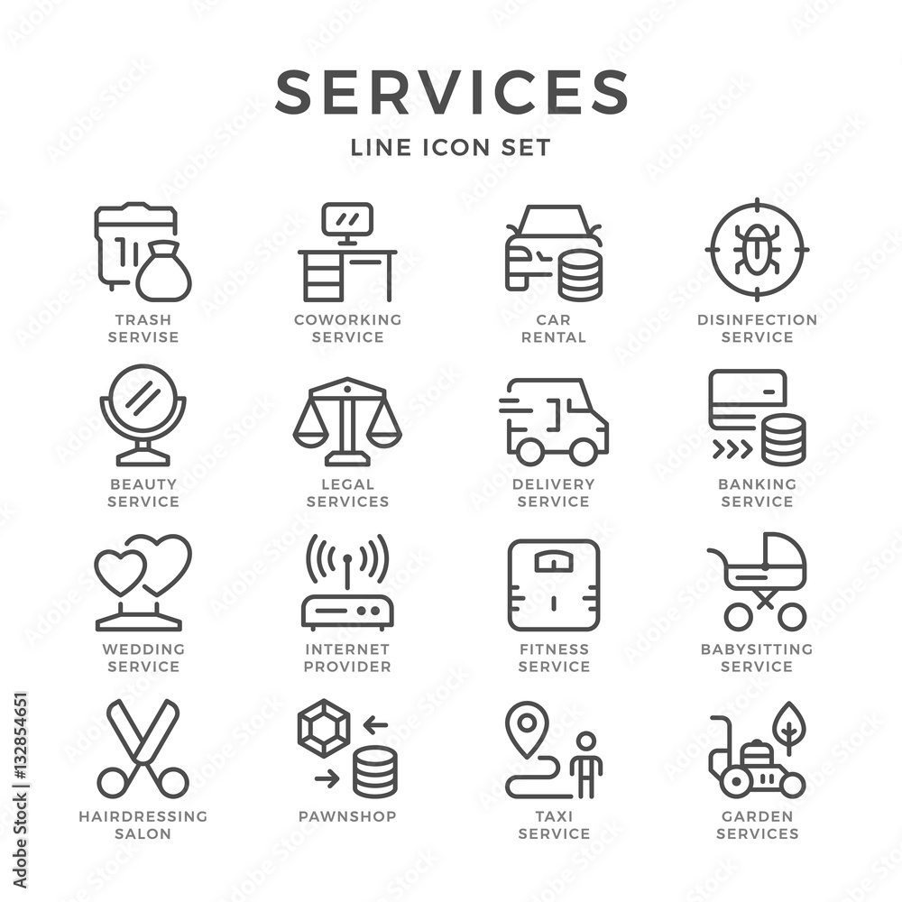 Set line icons of services Stock Vector | Adobe Stock