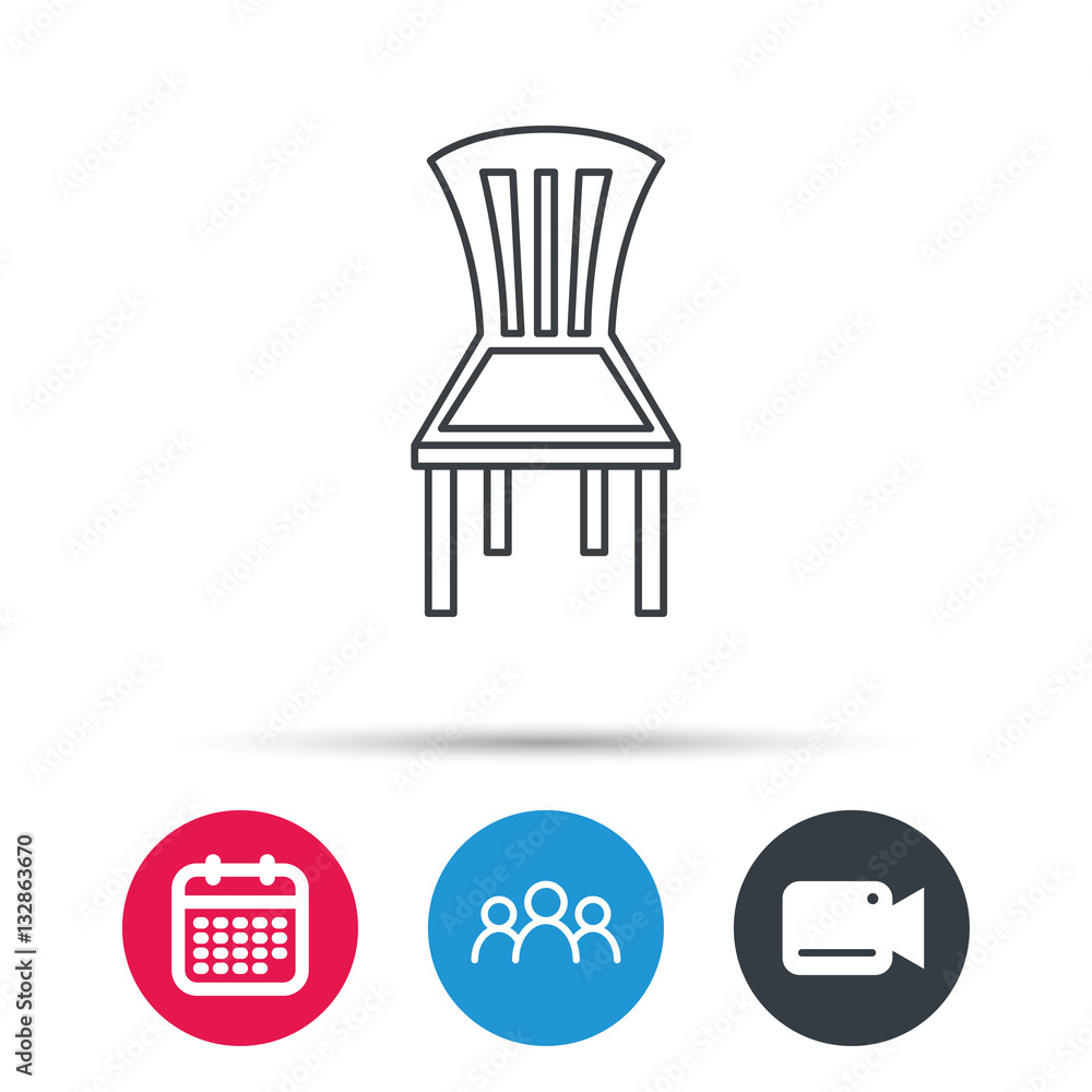 Vettoriale Stock Chair icon. Seat furniture sign. Group of people ...
