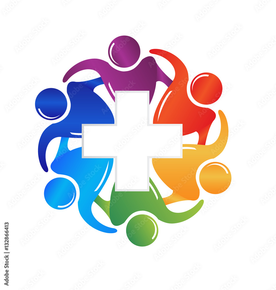 Logo teamwork helping people Stock Vector | Adobe Stock