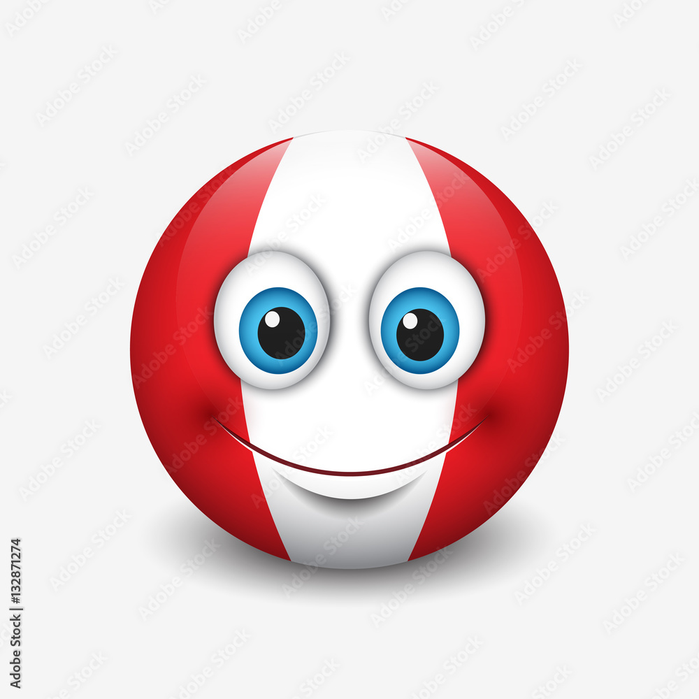 Cute emoticon isolated on white background with Peru flag motive Stock ...