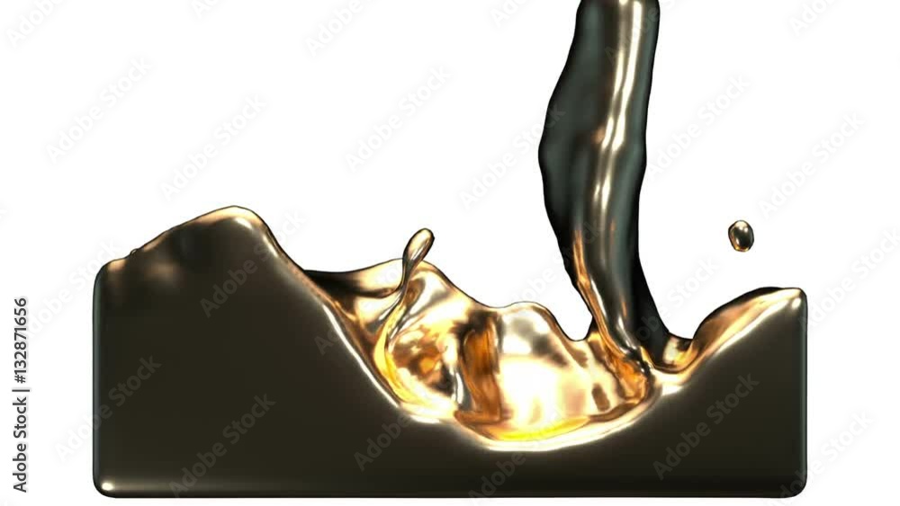 liquid gold is filling the screen against white background.3d render ...