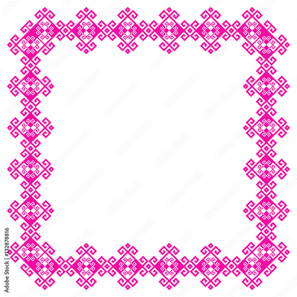 Border pattern. Frame art. Antique elements. Vintage. Pixel art. Pink ...