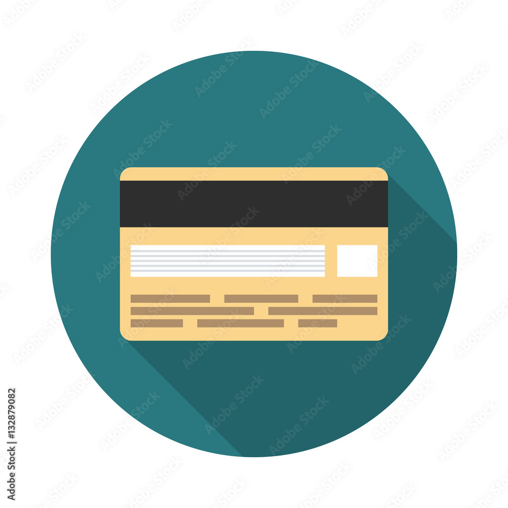 Credit card round icon with long shadow. Flat design style. Credit card ...