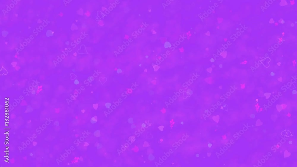 Love themed purple animated background with moving hearts and roses for ...