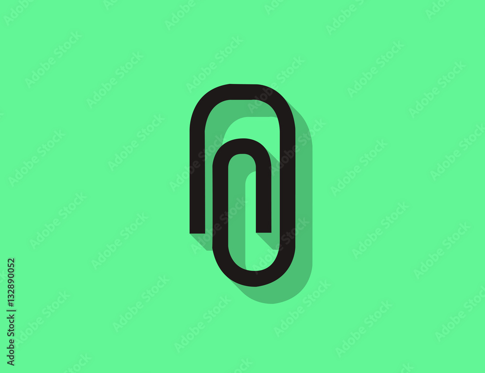 Vector flat modern paperclip icon with long shadow Stock Vector | Adobe ...