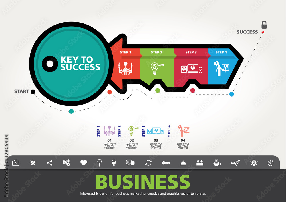 key to success for business template, template modern info graphics ...