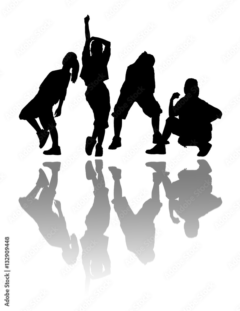 Black shadow dancing girls. Stock Illustration | Adobe Stock