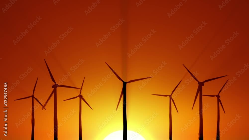 Wind power at sunrise Stock Video | Adobe Stock