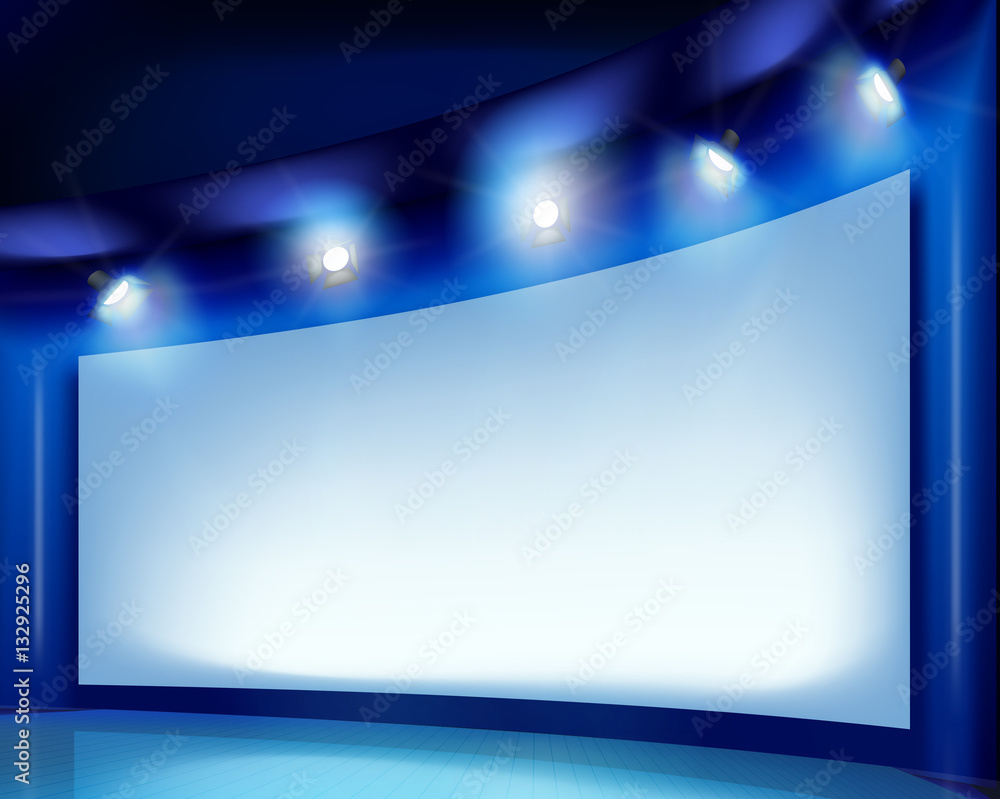 Big screen on the stage. Vector illustration. Stock Vector | Adobe Stock