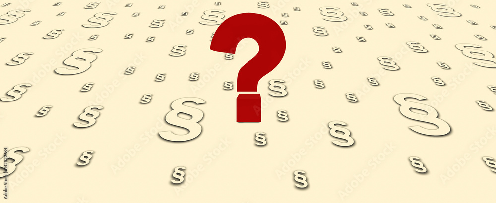 red qestion mark on paper with paragraphs, concept for solving a legal ...