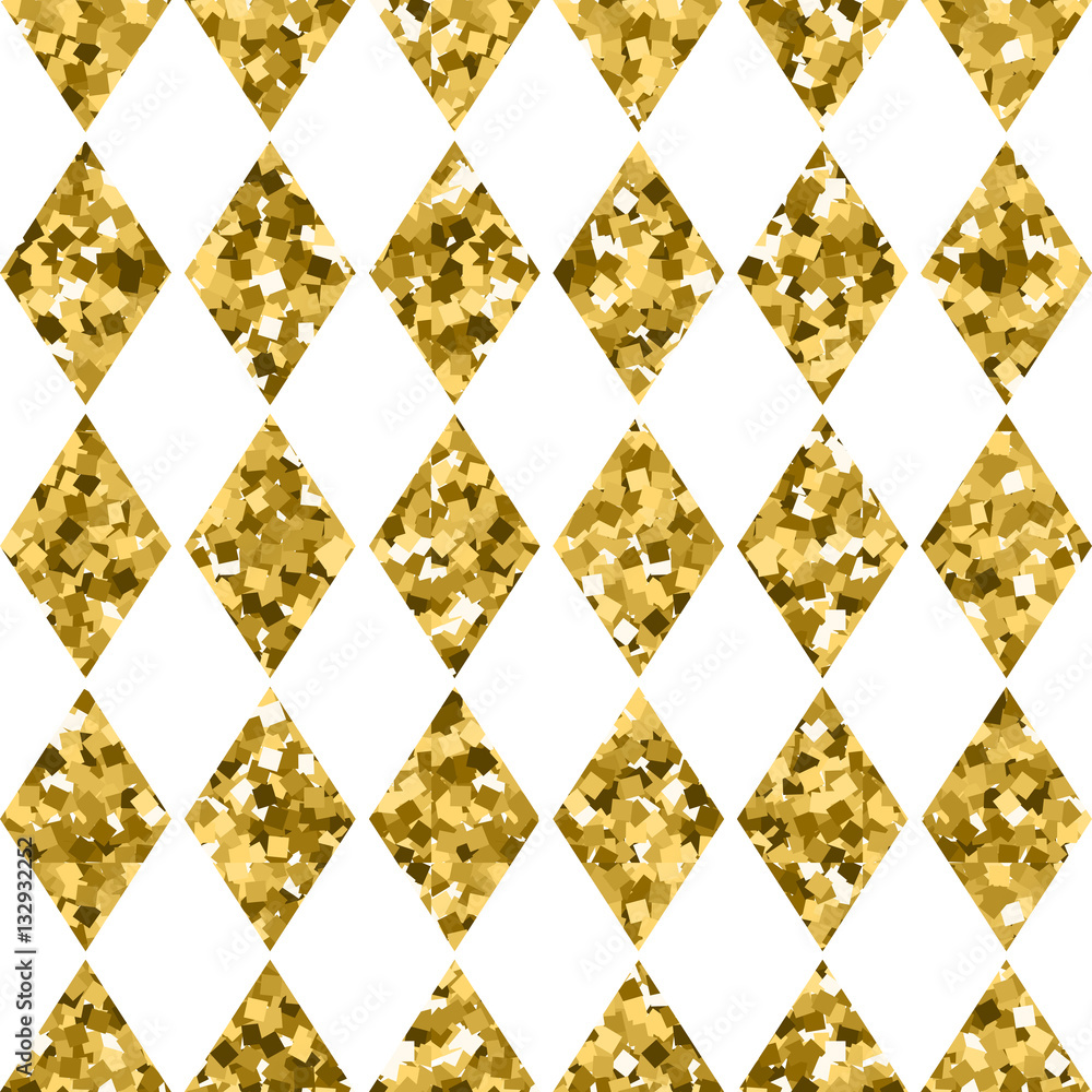 Seamless pattern golden diamonds isolated on white. Gold sparkling ...