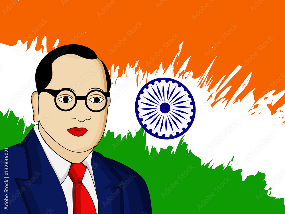 Illustration of Dr. B. R. Ambedkar with Indian Flag for Ambedkar ...