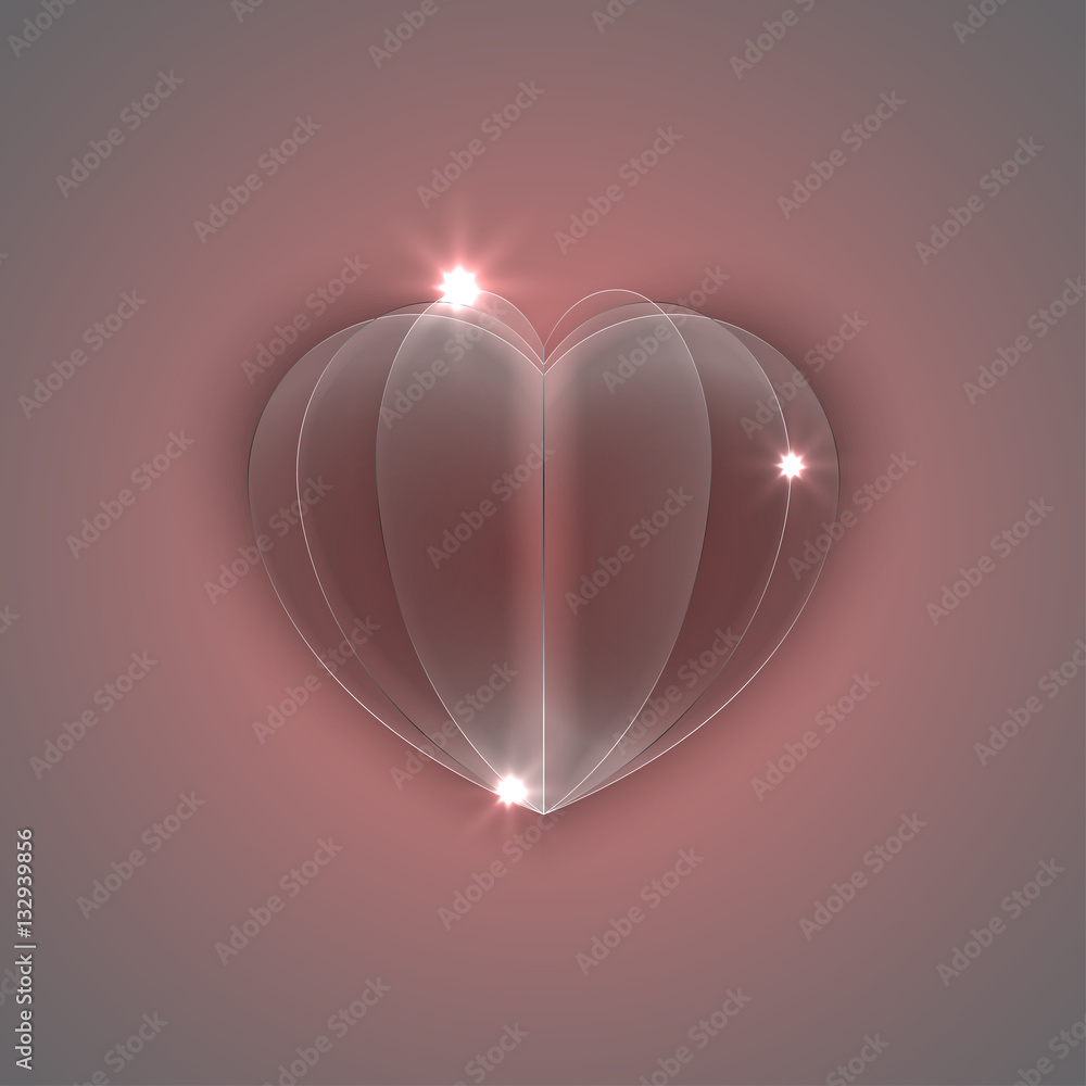 Vector modern glass heart on sample background Stock Vector | Adobe Stock