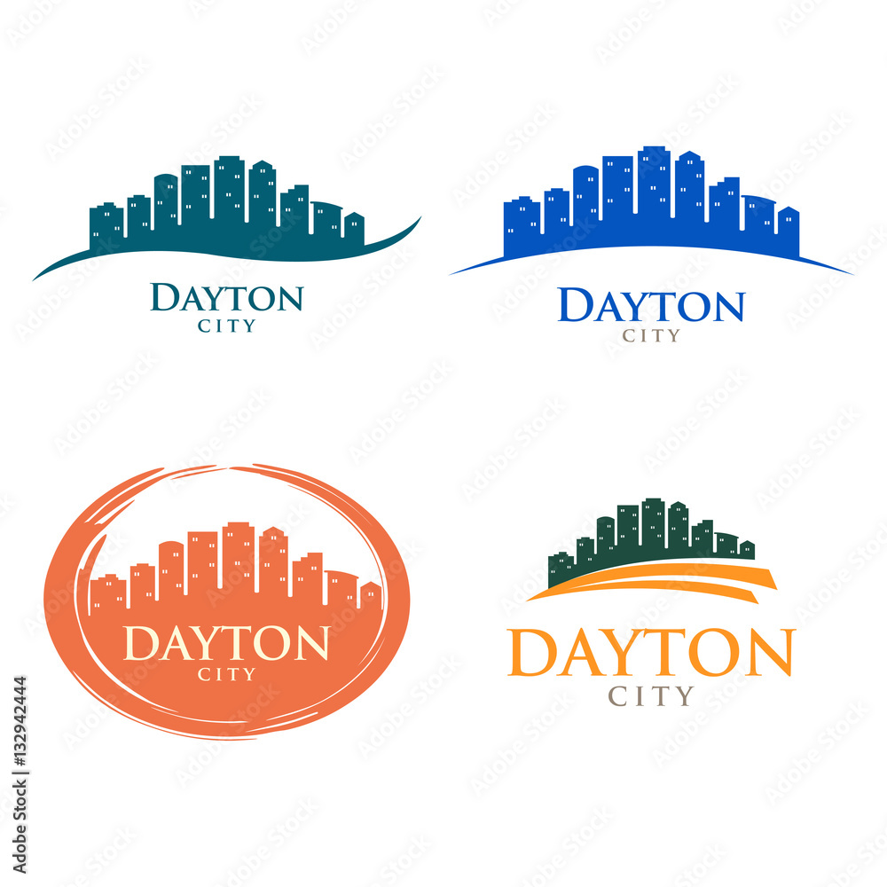 Dayton Ohio City Skyline Cityscape Landscape Silhouette Logo Stock ...