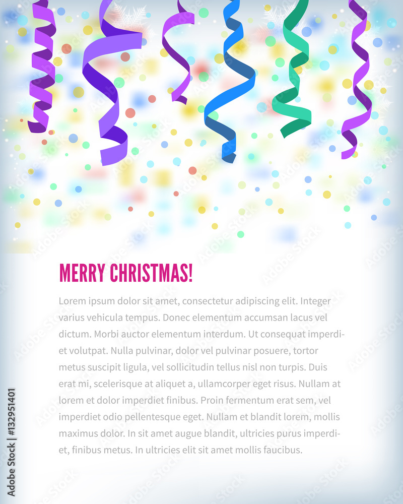 Streamers and curved swirl paper ribbon isolated on background. Merry ...