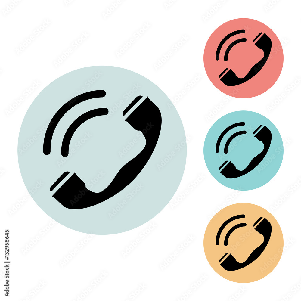 phone icon isolated vector sign symbol, on blue, red, yellow background ...