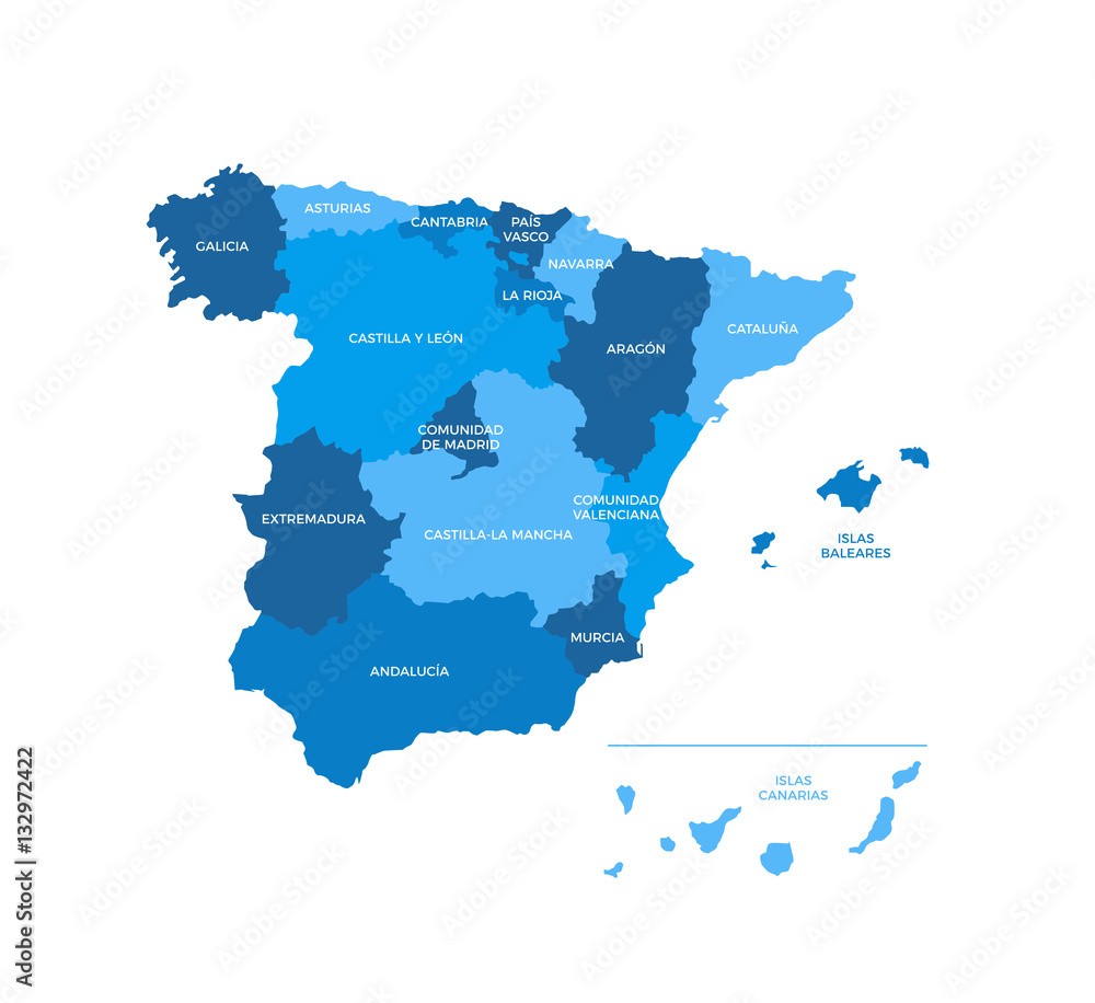 Photo & Art Print Spain Regions Map, Reservoir Dots