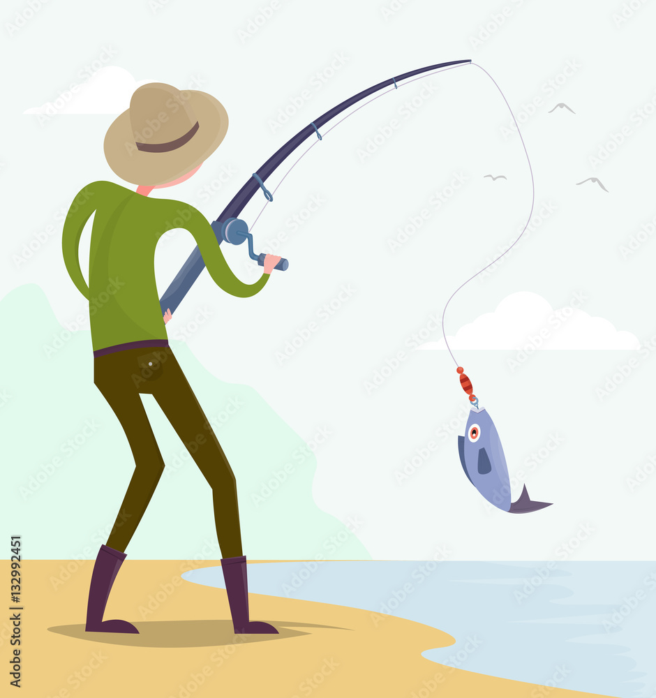 Fisherman Stock Vector | Adobe Stock